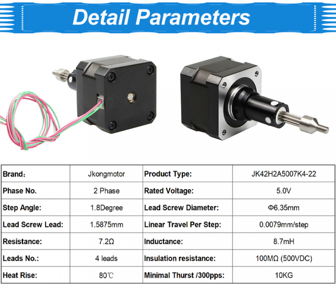 JKM NEMA17 2phase 42mm Lead Screw Stepper Motor Double Stack Captive ...