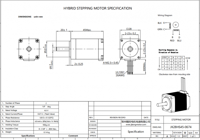 28mm Nema 11 Motor Paso A Paso Nema11 Stepper Motor JK28HS45-0674 For ...